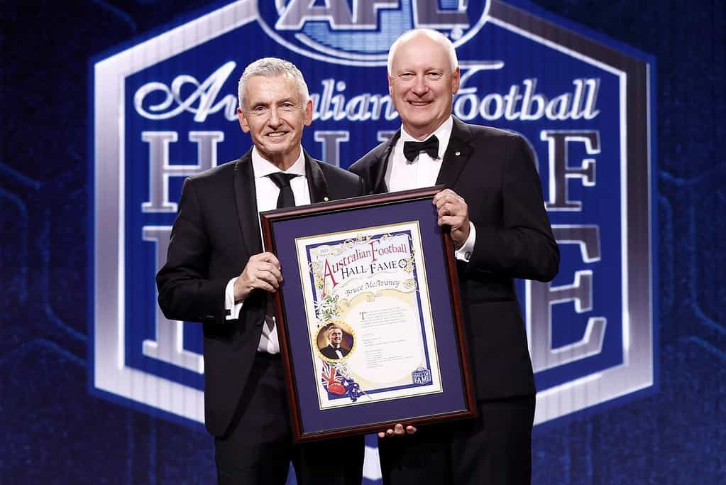 Broadcasters Bruce McAvaney & Jimmy Bartel in AFL Hall of Fame
