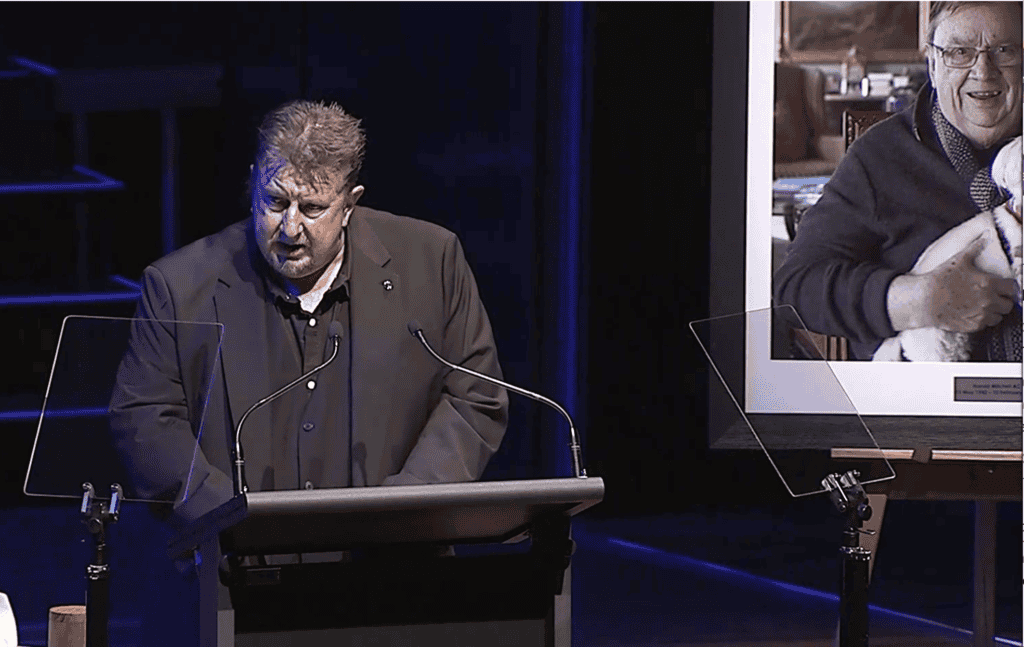 Inside the Harold Mitchell State memorial service