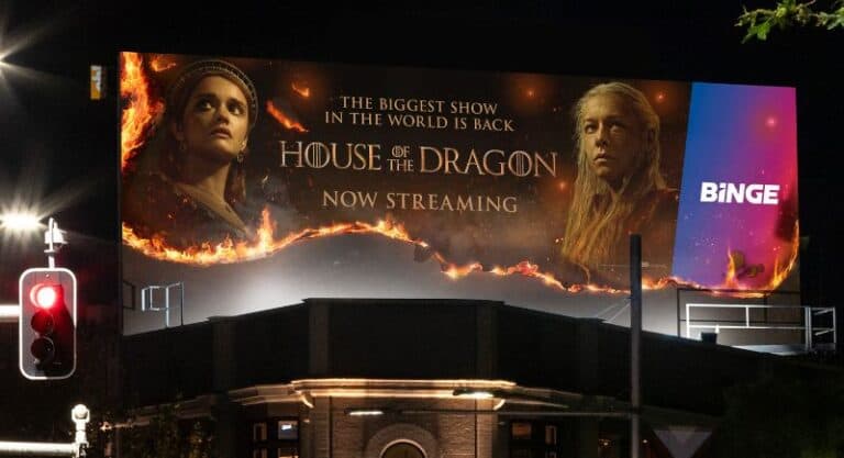 Binge, Mindshare, POLY 'burn' billboard for House of the Dragon