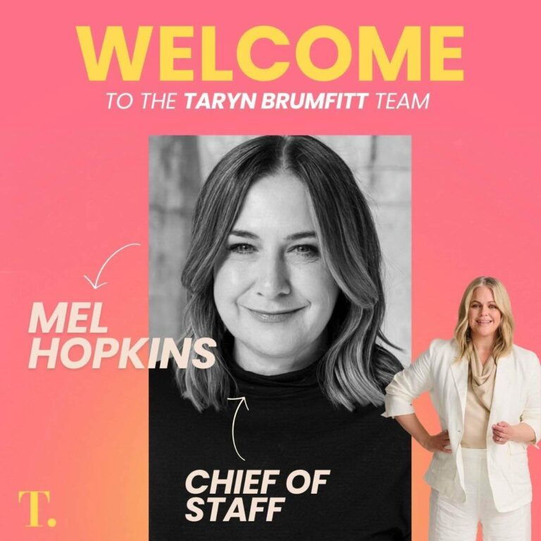 Taryn Brumfitt appoints Mel Hopkins as Chief of Staff
