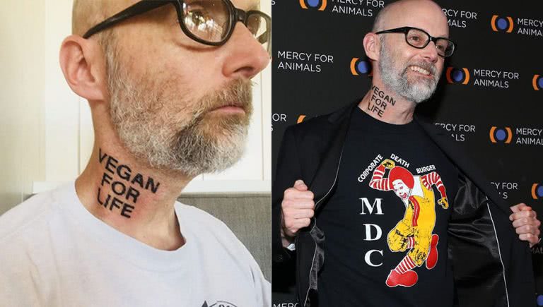 Moby continues mid-life crisis, gets Vegan neck tattoo